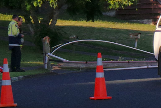 SunLive - Car knocks over power pole - The Bay's News First