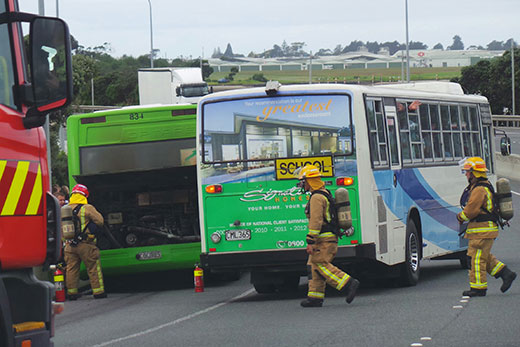 SunLive - Bus fire on Tauranga bridge - The Bay's News First