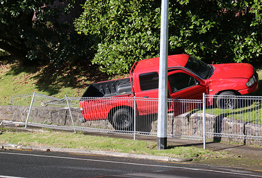 SunLive - Ute crashes through steel fence - The Bay's News First
