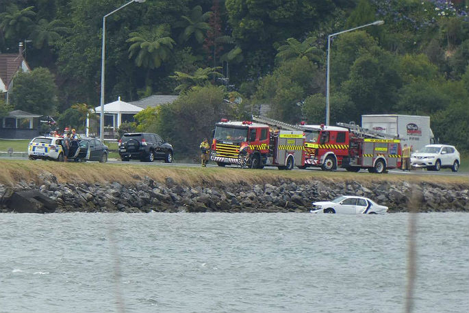 SunLive - Car drives into harbour - The Bay's News First