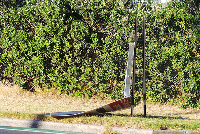SunLive - Roadside signs toppled in the Mount - The Bay's News First