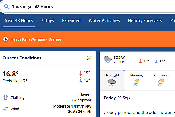 SunLive - Rain warning issued for BOP - The Bay's News First