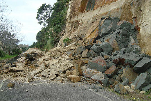 SunLive - Unstable cliff face sees road - The Bay's News First